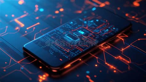 Smartphone Showing Hologram Of Electronic Circuit And Binary Code For
