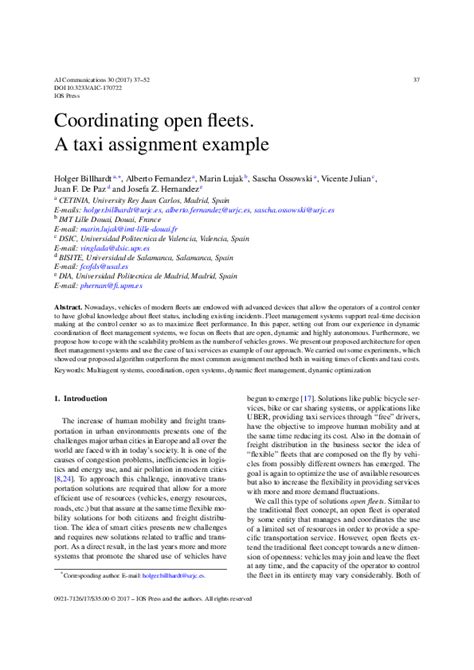pdf coordinating open fleets a taxi assignment example