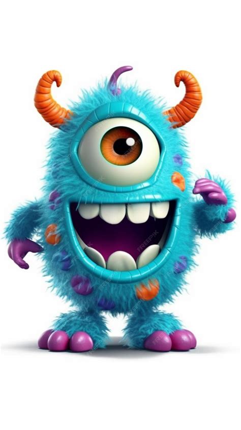 Um Monstro Azul Com Fundo Branco E Um Monstro Azul Na Parte Inferior