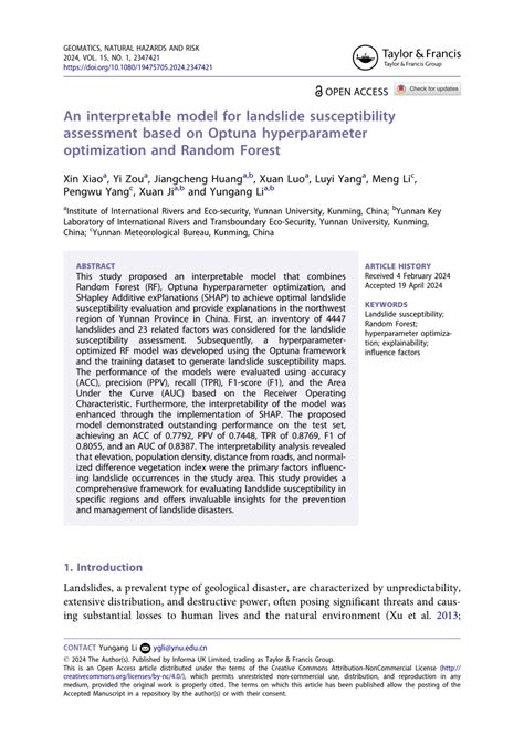 Pdf An Interpretable Model For Landslide Susceptibility Assessment