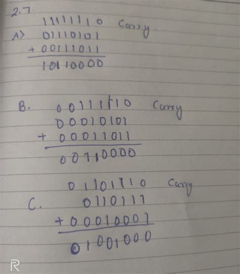 27 Add The Following Unsigned Binary Numbers 01110101 0 0010101