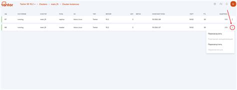 Основные страницы работы с кластерами документация Tantor Platform