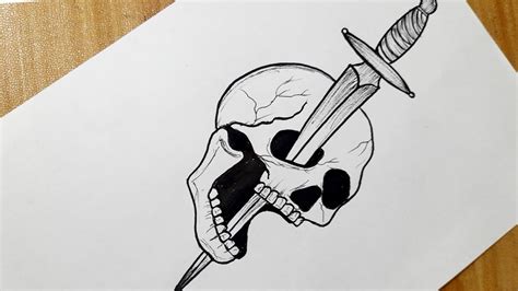How To Draw A Skull Tribal Tattoo Skull Drawing Tutorial Youtube