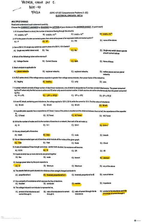 Electrical Circuits All Electrical Engineering Studocu