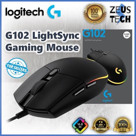 Logitech G102 Lightsync Gaming Mouse Black Usb Wired With Customizable Rgb Lighting 6