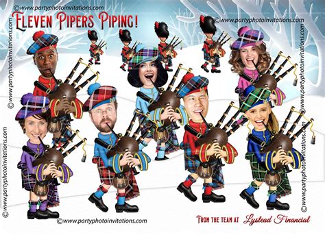 Eleven Pipers Piping Company Christmas Card 12 Days Of Christmas