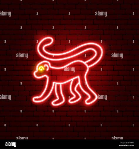 Monkey Chinese Zodiac Neon Stock Vector Image And Art Alamy