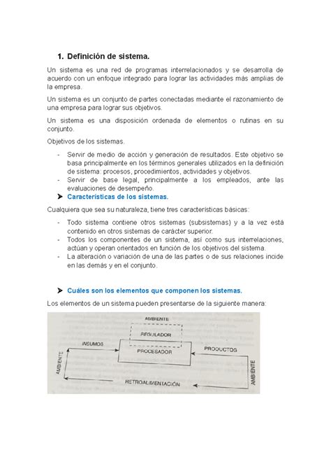 Definición De Sistema 1 Definición De Sistema Un Sistema Es Una Red