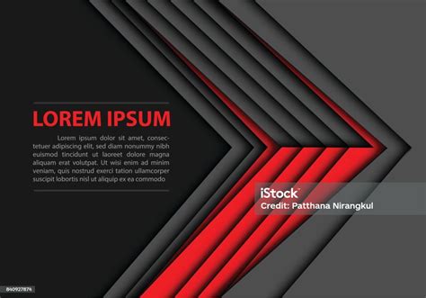 텍스트 장소 디자인 현대 미래 그래픽 창의적인 아이디어 배경 벡터 일러스트 레이 션에 대 한 빈 공간을 가진 추상 붉은 회색 화살표 0명에 대한 스톡 벡터 아트 및 기타