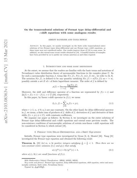 Pdf On The Transcendental Solutions Of Fermat Type Delay Differential
