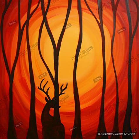 Ai创作图抽象风景鹿 插画红日 树杈日出日落 鹿主题装饰画 森林鹿树木 阳光与长生鹿 梅花鹿神鹿参天大树 麋鹿艺术画 树干鹿绘画 北欧森林麋鹿风景画 森林梅花鹿石头夜景 落日辉煌树枝 手绘梦幻
