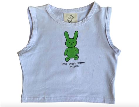 Marcel The Rabbit Hand Painted Crop Top Etsy