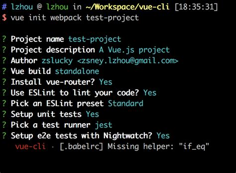 vue cli · [ babelrc] missing helper if eq · issue 1079 · vuejs