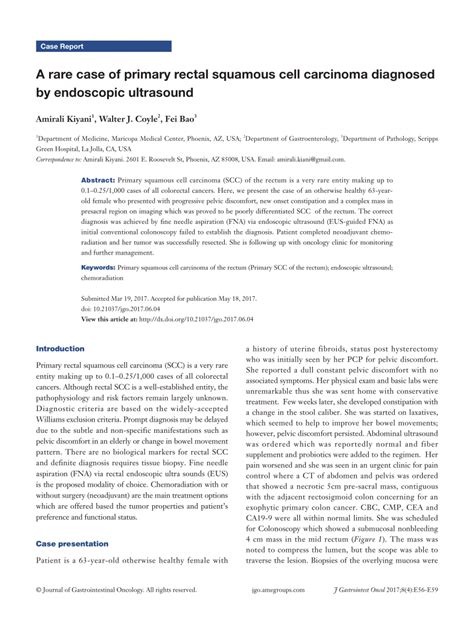 Pdf A Rare Case Of Primary Rectal Squamous Cell Carcinoma Diagnosed