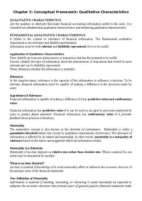 chapter 3 summary conceptual framework and accounting standards