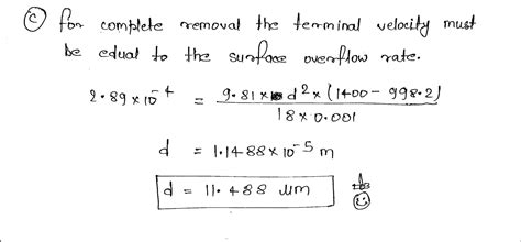[solved] sedimentation what is the terminal settling velocity of a