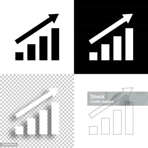 그래프를 성장 디자인 아이콘입니다 빈 흰색 및 검은색 배경 선 아이콘 성장 개념에 대한 스톡 벡터 아트 및 기타 이미지 성장