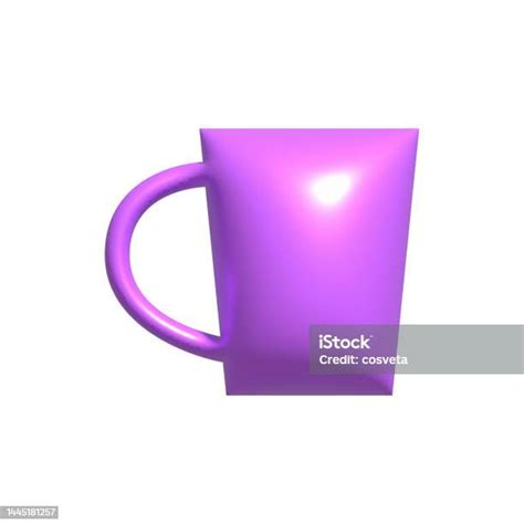 3d 커피 컵 아이콘 그림입니다 흰색 배경에 격리된 3d 보라색 머그잔 최소한의 양식화 된 아트 스타일 개체 렌더링 3차원 형태에 대한 스톡 사진 및 기타 이미지 Istock