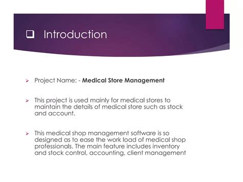 Medical Store Management System Software Engineering Project Pptx Operating Systems
