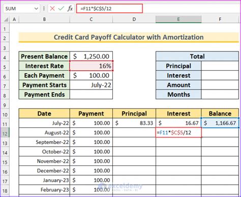 Make Credit Card Payoff Calculator With Amortization In Excel
