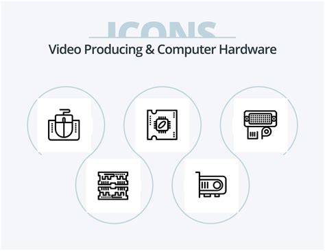 Video Producing And Computer Hardware Line Icon Pack 5 Icon Design