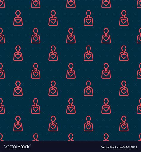 Red Line Volunteer Icon Isolated Seamless Pattern Vector Image