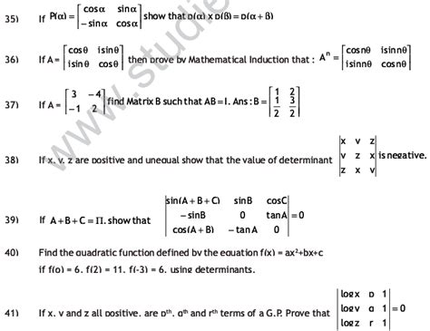Cbse Class 12 Mathematics Hots Matrices And Determinants