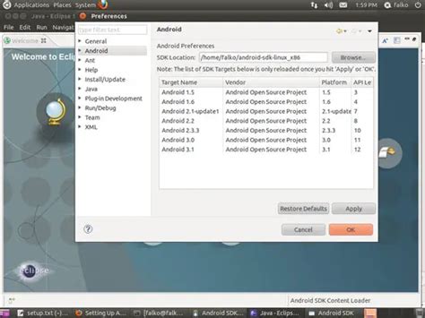 Setting Up An Android App Build Environment With Eclipse Android Sdk Phonegap Ubuntu 1104