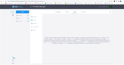 Error Message While Viewing Data Table Data Management Kobotoolbox