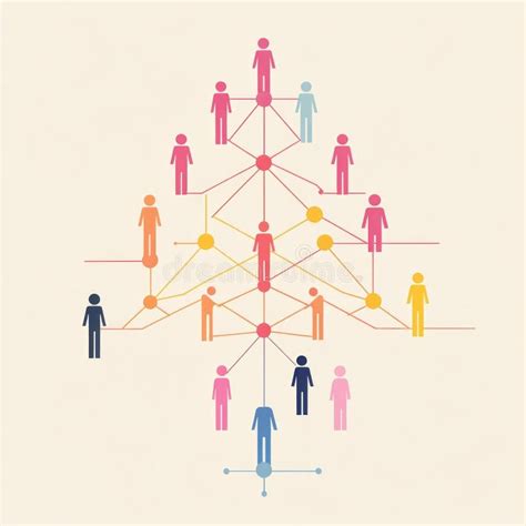 Organizational Hierarchy Chart With Multicolored Human Figures And