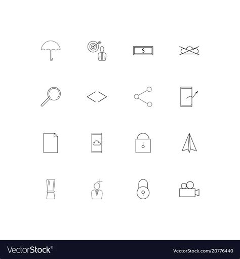 Web Linear Thin Icons Set Outlined Simple Vector Image