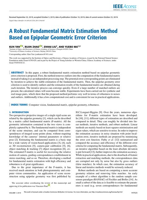 Pdf A Robust Fundamental Matrix Estimation Method Based On Epipolar Geometric Error Criterion
