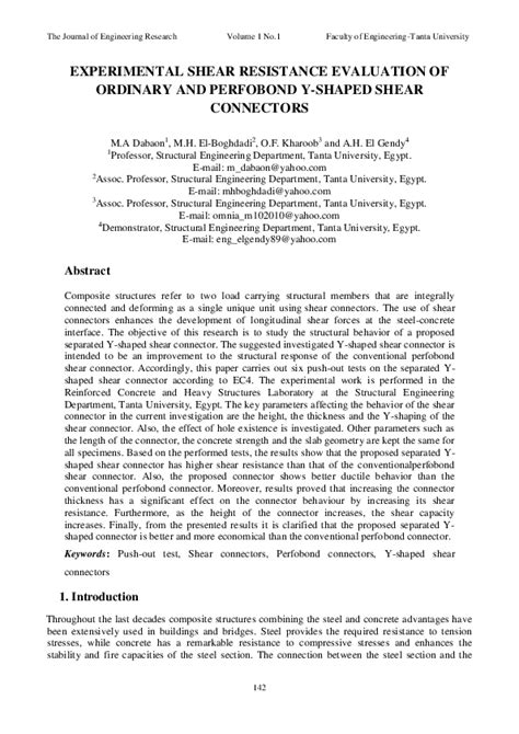 Pdf Experimental Shear Resistance Evaluation Of Ordinary And