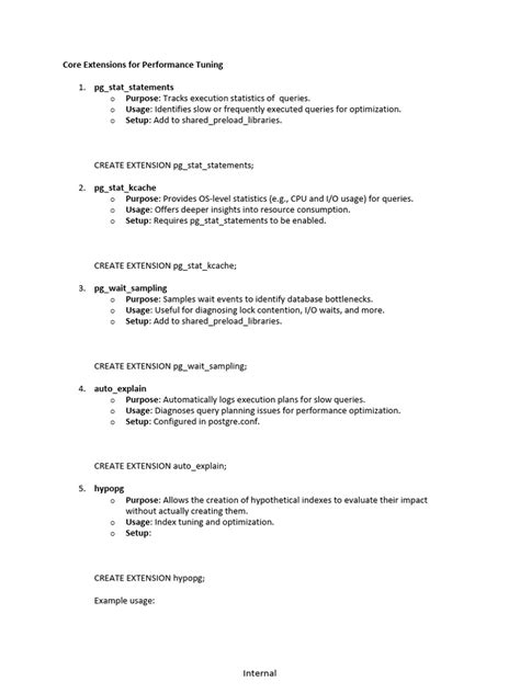 Core Extensions For Postgresql Performance Tuning Pdf Program