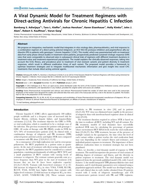 Pdf A Viral Dynamic Model For Treatment Regimens With Direct Acting