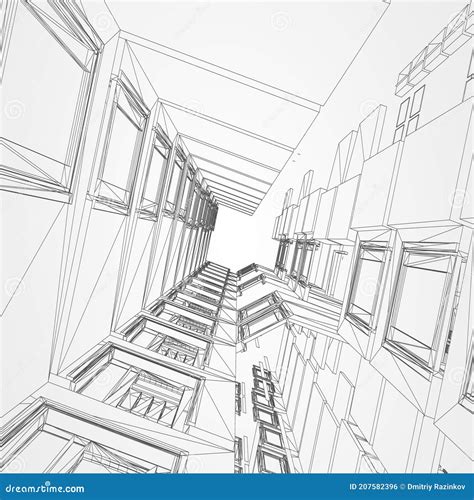 Architecture Line Background Building Construction Sketch Vector Abstract Modern City 3d