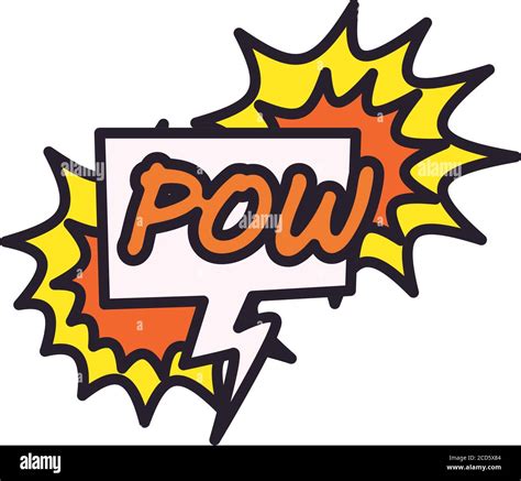 pow explosion bubble line and fill style icon design of pop art retro expression comic theme ...