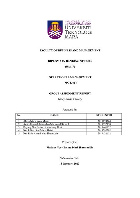 Group Assignment Report Mgt345 Faculty Of Business And Management