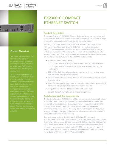 Ex Series Ethernet Switches Juniper Networks Pdf Catalogs Technical Documentation Brochure
