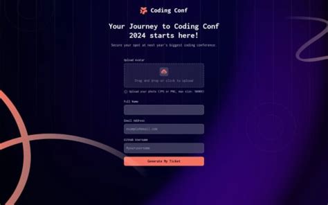 Frontend Mentor Conference Ticket Generator Coding Challenge Solution