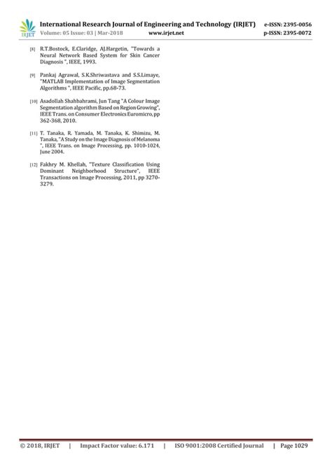 Irjet Texture Feature Extraction For Classification Of Melanoma Pdf Skin And Dermatology