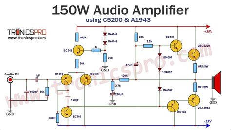 150w Amplifier Circuit C5200 A1943 Diy Homemade Tronicspro