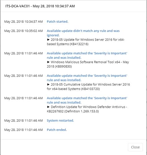 Patching Policy History Not Matching Up To Actual Updates Installed