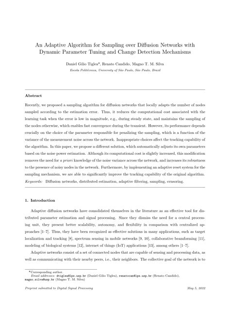 Pdf An Adaptive Algorithm For Sampling Over Diffusion Networks With Dynamic Parameter Tuning