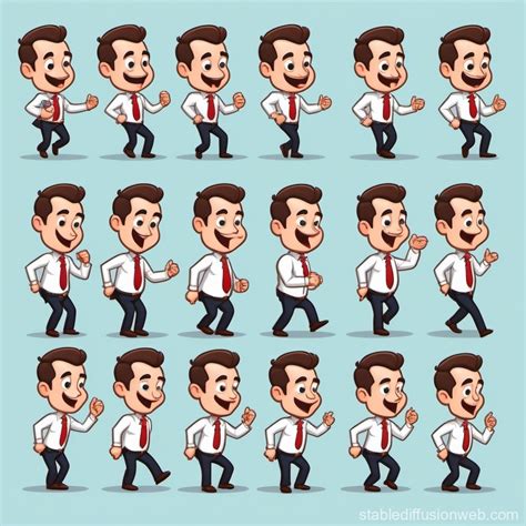 Small Headed Man Running Animation Stable Diffusion Online