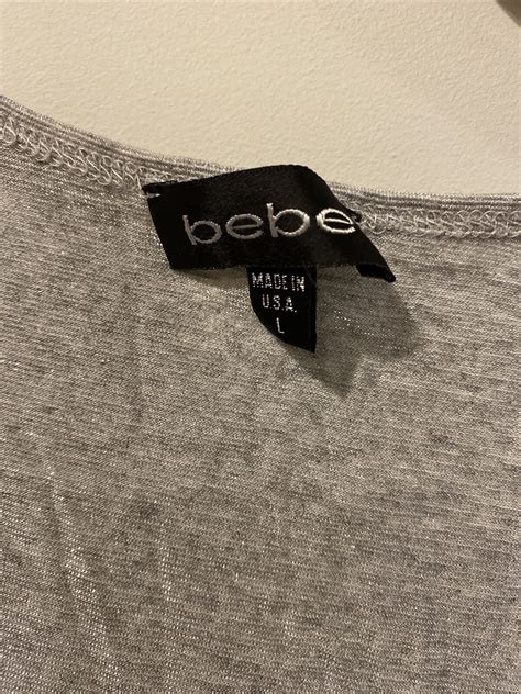 Bebe Metallic Silver Rhinestone Logo Tank Top Size La… Gem