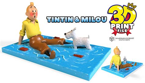 3d File Tintin And Snowy 3d Model In Water 3d Printable Stl File With Uv And Texture 🚰・3d