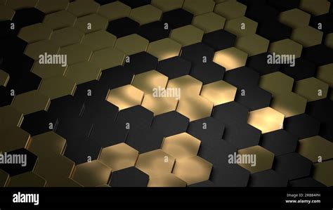 Golden Hexagon Cell Tiling Luxury Metal Pattern Gold Metal Scales Honeycomb Hexagonal