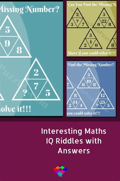 Math IQ Riddles Cracking The Missing Number Code Math Logic Puzzles