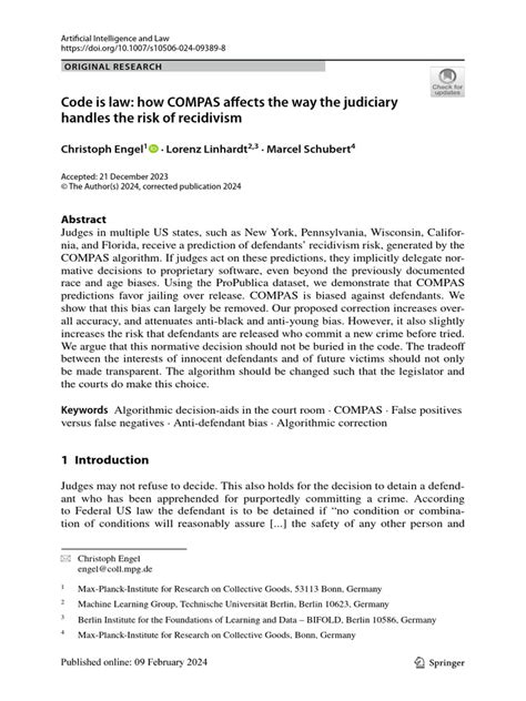Compas Algorithms Impact On Judicial Bias Pdf Burden Of Proof Law
